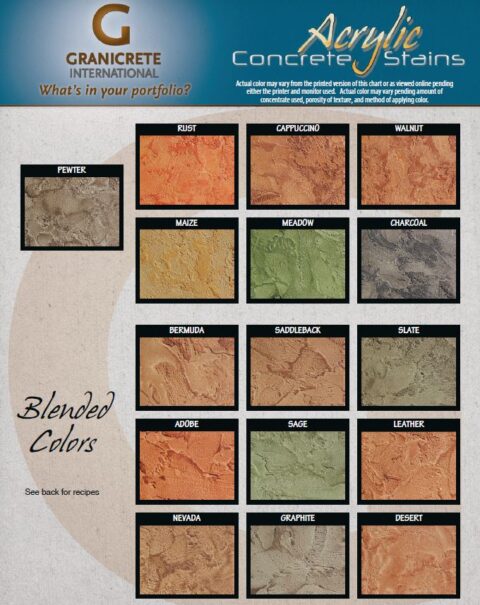 ACRYLIC CONCRETE STAIN COLOR CHART | Granicrete